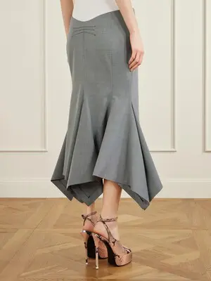 Attico Wool And Cotton-blend Midi Skirt - Gray