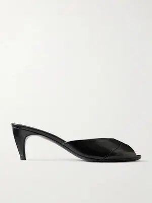 JUDE Leather Mules - Black