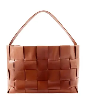 ST. AGNI Woven Leather Tote - Brown