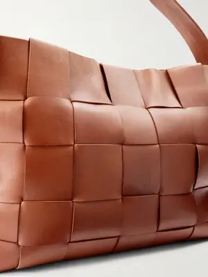 ST. AGNI Woven Leather Tote - Brown
