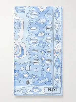 Emilio Pucci Printed Silk-twill Scarf - Blue