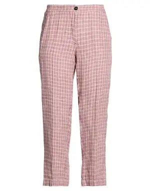 Massimo Alba Linen Houndstooth Cropped Pants - Red