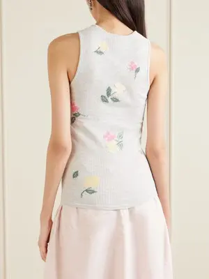 Bernadette Clementine Floral-jacquard Ribbed Tank Top