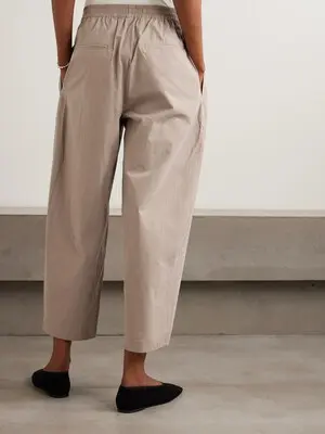 Maria Mcmanus Rope-trimmed Organic Cotton-poplin Wide-leg Pants - Neutrals