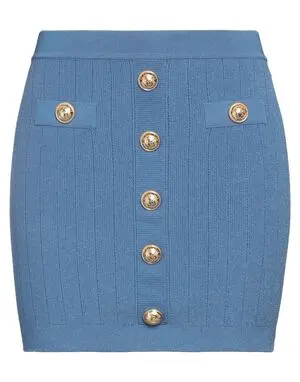 Balmain Knitted Mini Skirt With Button Detail - Blue