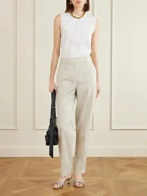 JOSEPH Zen Wool-twill Straight-leg Trousers - Neutrals