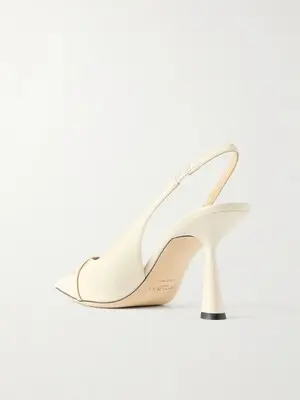 JIMMY CHOO Amita 85 Embellished Patent-leather Slingback Pumps - Neutrals