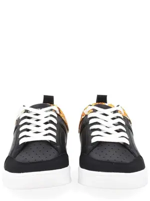 Versace Logo Detail Sneakers - Black
