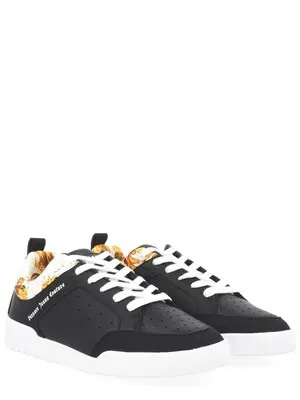 Versace Logo Detail Sneakers - Black