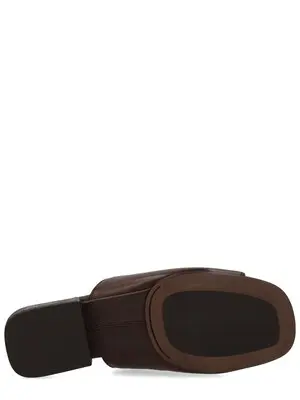 Brunello Cucinelli Leather Sandal With Heel - Brown