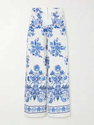 EMPORIO SIRENUSE Floral Printed Wide-Leg Cotton Pants