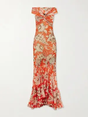 Etro Printed Ruffled Midi Dress