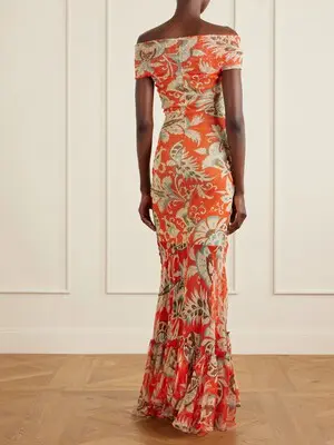 Etro Printed Ruffled Midi Dress