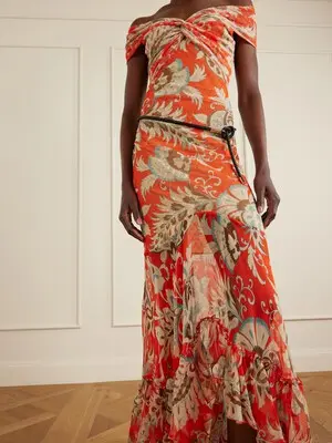 Etro Printed Ruffled Midi Dress