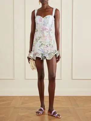 Charo Ruiz Ibiza Floral-print Cotton-blend Mini Dress - Blue