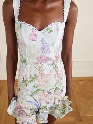 Charo Ruiz Ibiza Floral-print Cotton-blend Mini Dress - Blue