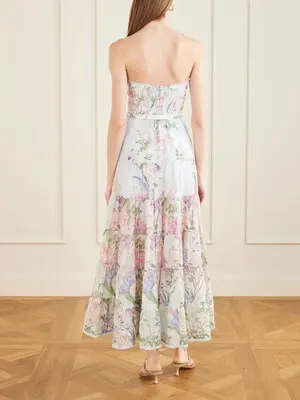 Charo Ruiz Ibiza Danny" Belted Floral-print Cotton-blend Midi Dress - Blue