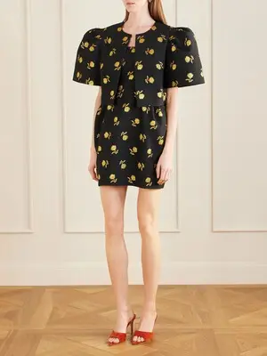 Carolina Herrera Embroidered Jacquard Mini Dress