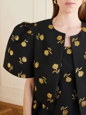 Carolina Herrera Cropped Embroidered Jacquard Evening Jacket