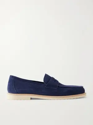Brunello Cucinelli Suede Penny Loafers - Blue