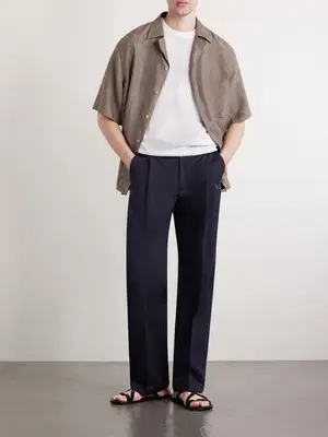 Altea Orval Cotton And Linen-blend Gabardine Trousers