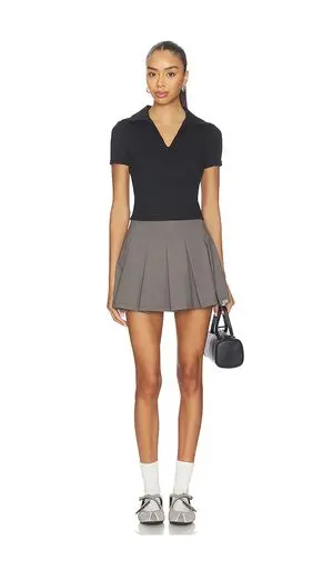 GOLD HINGE Cropped V-neck Polo Top