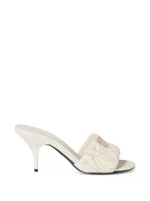 Miu Miu Matelassé Patent Nappa Leather Mules - Neutrals