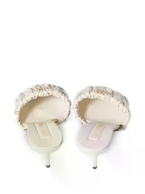 Miu Miu Matelassé Patent Nappa Leather Mules - Neutrals