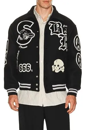 SAINT MXXXXXX Varsity Jacket - Black