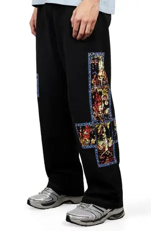 PLEASURES Blasphemy Print Straight Leg Drawstring Sweatpants
