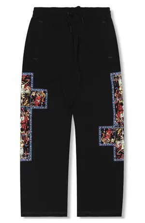 PLEASURES Blasphemy Print Straight Leg Drawstring Sweatpants