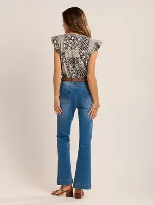BRAKEBURN Salinas Frill Sleeve Printed Blouse