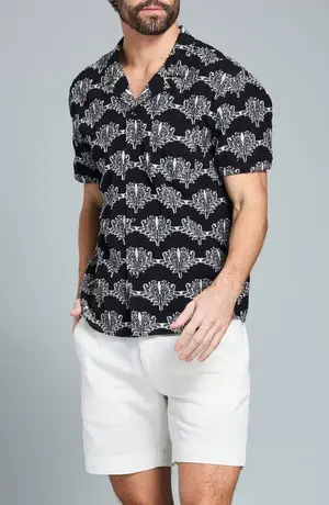 Billy Reid Botanical Cotton Camp Shirt - Black