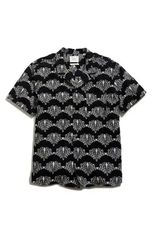 Billy Reid Botanical Cotton Camp Shirt - Black