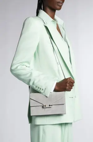 TOM FORD Mini Aube Suede Shoulder Bag - Cloudburst