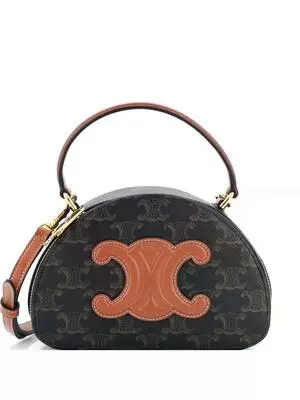 Celine Half Moon Case Triomphe Coated Canvas Crossbody Bag - Brown