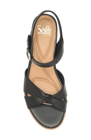 SOFFT Slingback Platform Wedge Sandal - Black