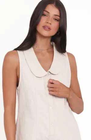 PETAL & PUP Lavina Collared Cotton Blend Romper