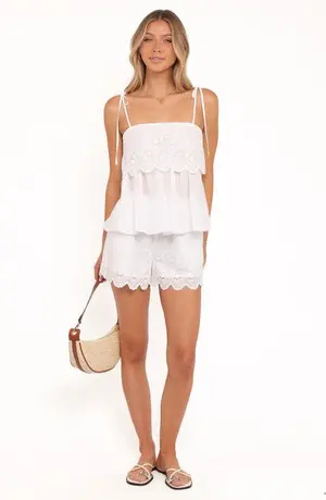 PETAL & PUP Cotton Eyelet Scallop Hem Shorts