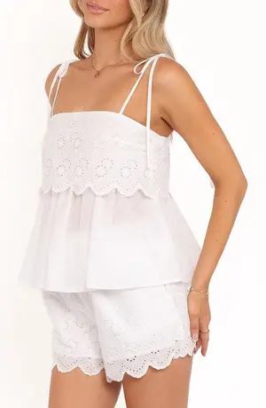PETAL & PUP Zera Eyelet Tie Strap Cotton Top