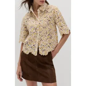 PER UNA BY M&S Open Stitch Shirt Jacket - Yellow/ Multi