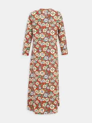 PAULA Floral Printed Silk Dress - Red