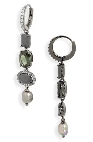 Nadri Maiden Linear Earrings - Black