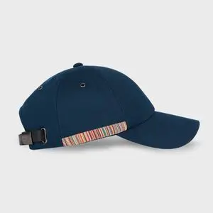 Paul Smith Baseball Cap With 'signature Stripe' Trim - Blue
