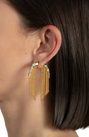 Alexis Bittar Solanales Crystal Pavé Fringe Front/back Earrings - Crystals