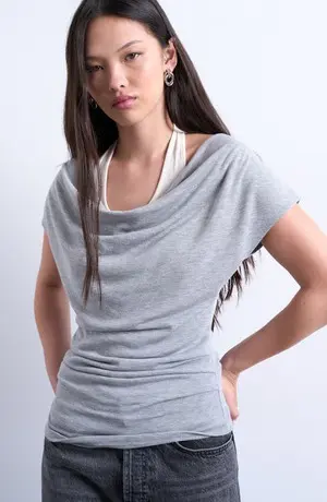 Topshop Layered Cowl Neck Top