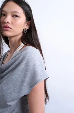 Topshop Layered Cowl Neck Top