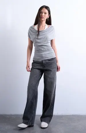 Topshop Layered Cowl Neck Top