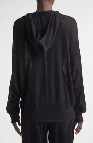 Rick Owens Hun Oversize Rib Cashmere Hoodie - Black