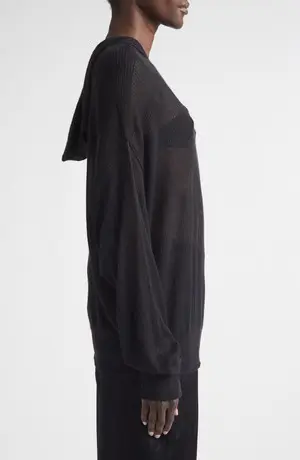 Rick Owens Hun Oversize Rib Cashmere Hoodie - Black